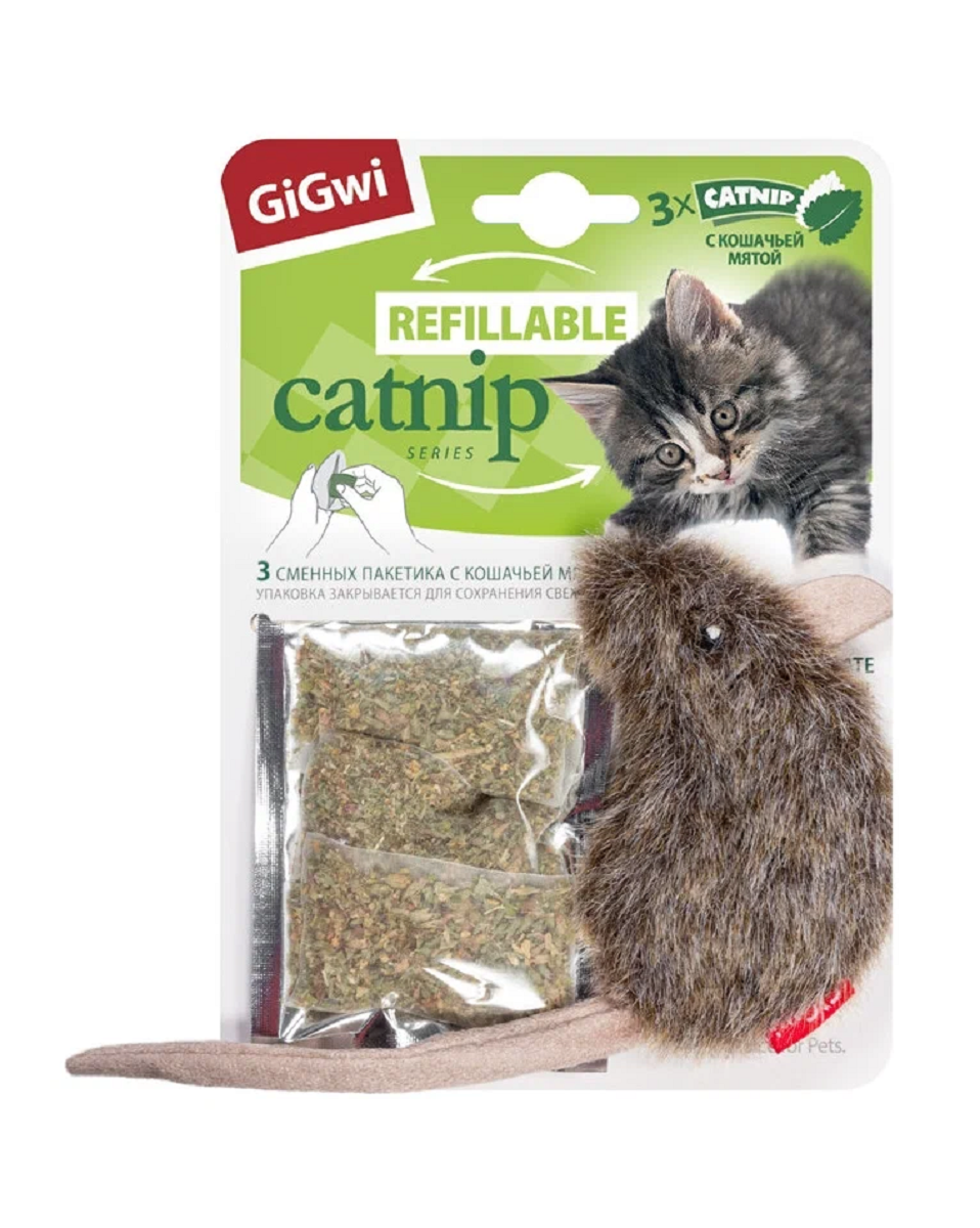 GiGwi 75300 Игрушка для кошек Мышка с кошачьей мятой 10см