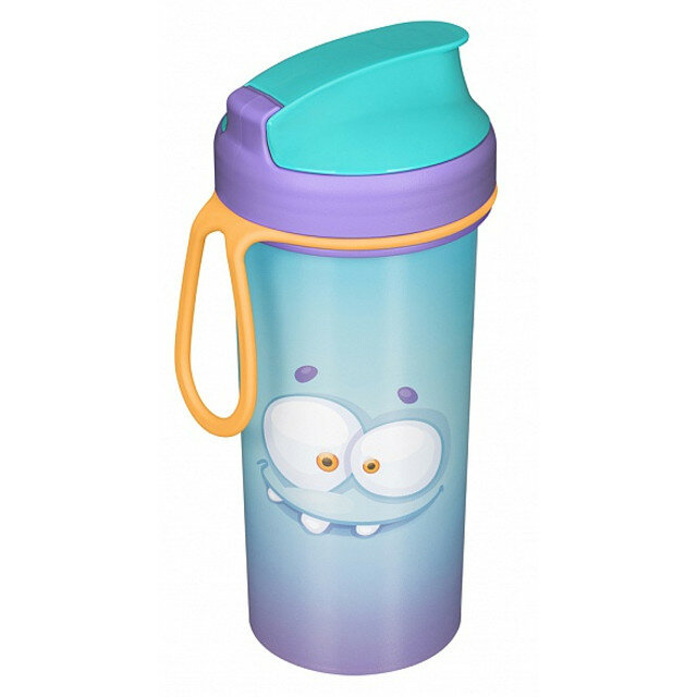 Стакан бытпласт Пластишка 400мл с крышкой и петлей детский пластик