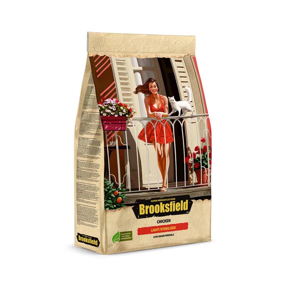 Сухой корм для кошек Brooksfield Low Grain с избыточным весом и стерилизованных, с курицей и рисом - 2 кг