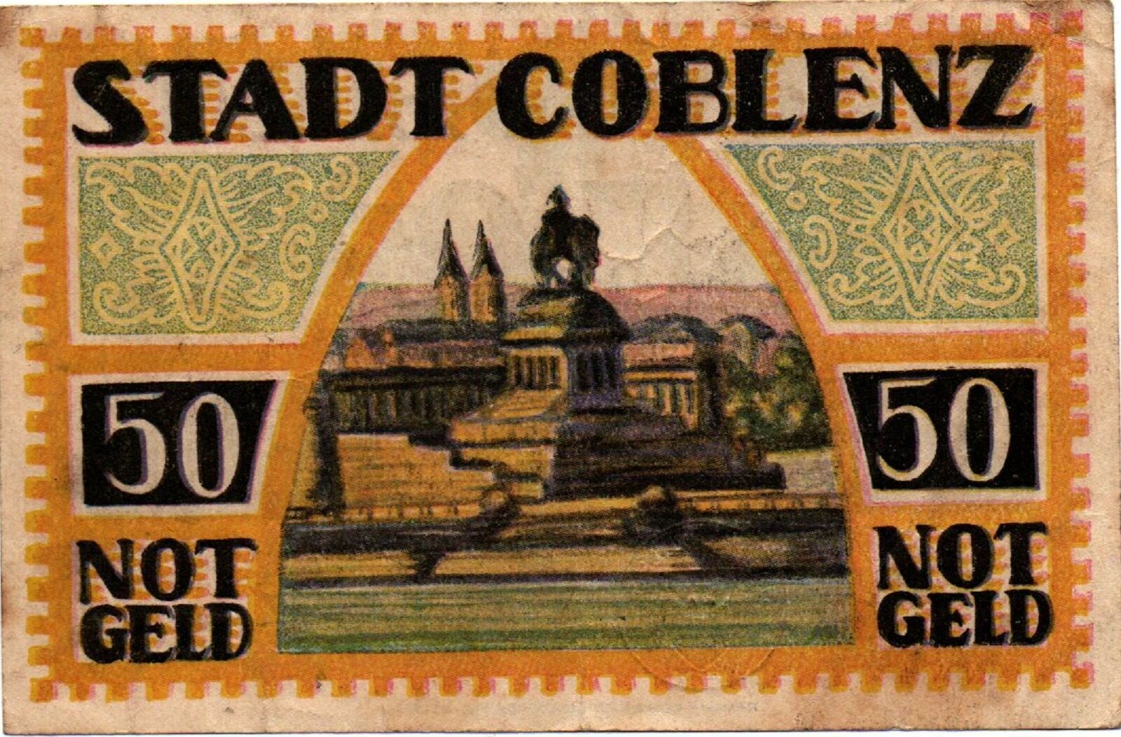 50 пфеннигов 1921 год Германия нотгельд Кобленц