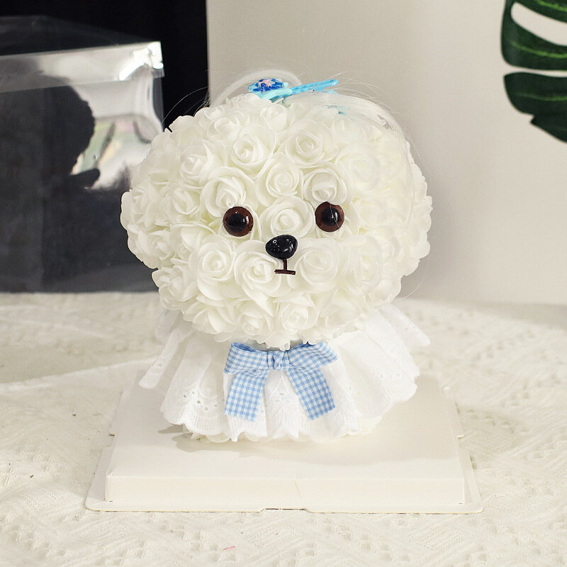 Мальтийский щенок, вечный цветок, плюшевая игрушка, подарок на выпускной, праздничный милый подарок на день рождения для девочек с чувством изысканности