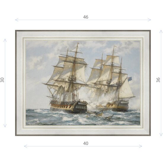 Картина Декор Депо Монтегю Доусона Бой фрегатов Матовая бумага в раме без стекла 36х46 см