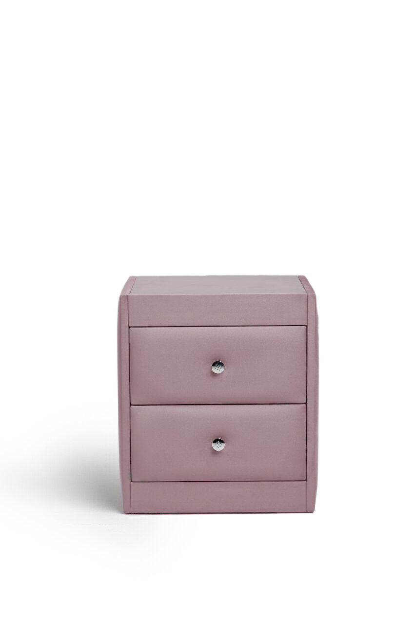 Прикроватная тумбочка LUNASON, ЛДСП, ткань, стекло, фиолетовый