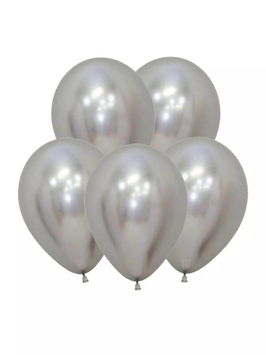 Рефлекс Серебро (Зеркальные шары) / Reflex Silver, латексный шар (5"/12,5 см ) 50 шт. / SEMPERTEX, Колумбия