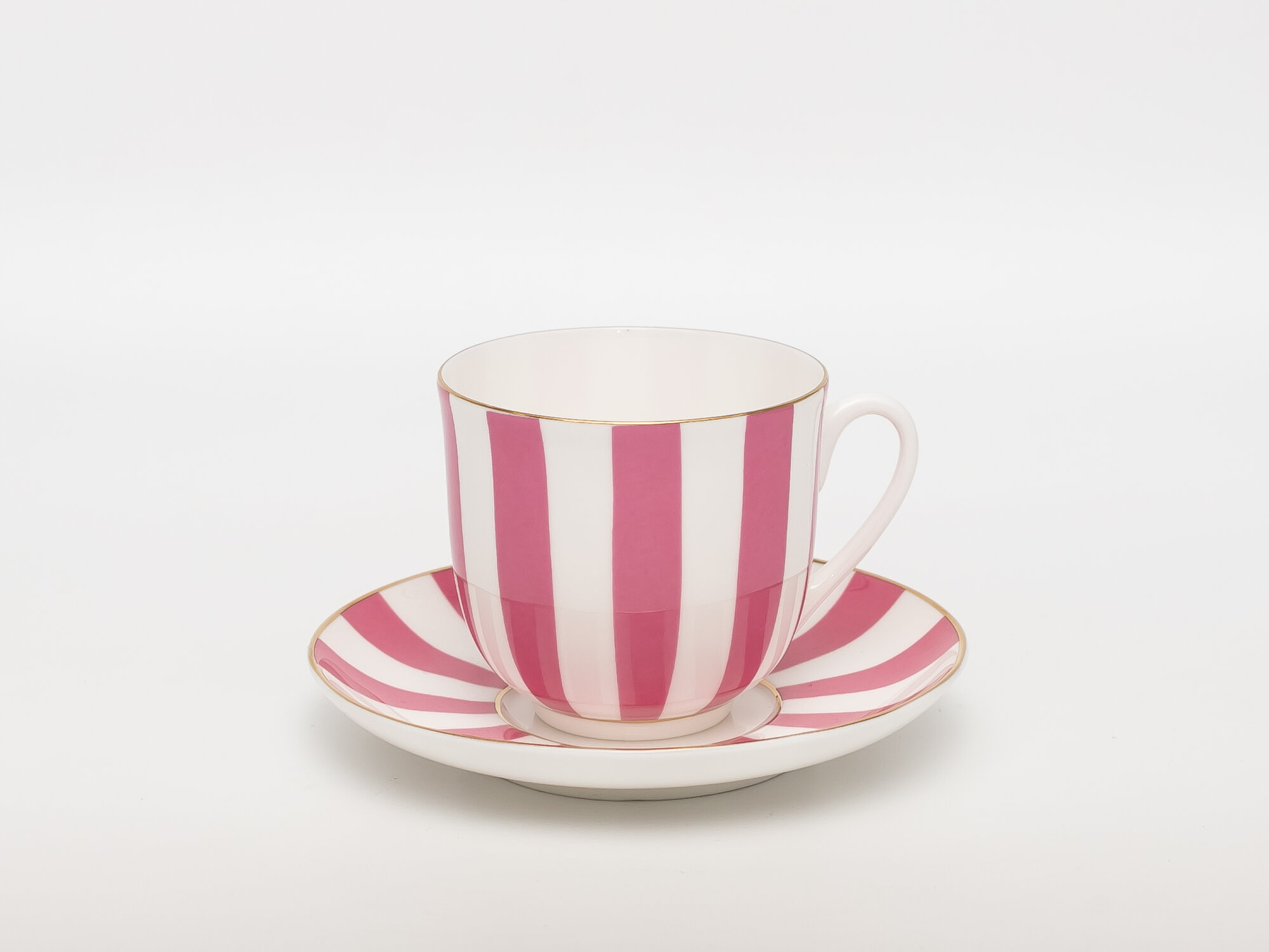 Кофейная пара 180 мл. Форма "Ландыш", рисунок "Да и Нет, розовый". Костяной фарфор. Чашка и блюдце. Императорский фарфоровый завод ИФЗ ЛФЗ.