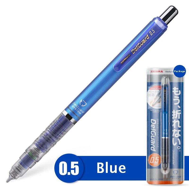 Механический карандаш ZEBRA DelGuard пластик Синий, 1PC Blue 0.5mm Pen