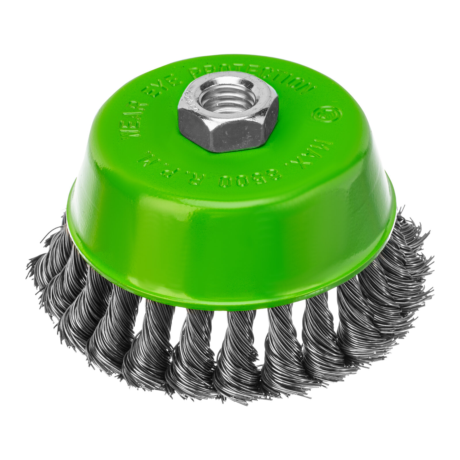 Щетка для УШМ 100 мм Сибртех, "чашка", М14, крученая проволока 0.5 мм, на болгарку, 746287