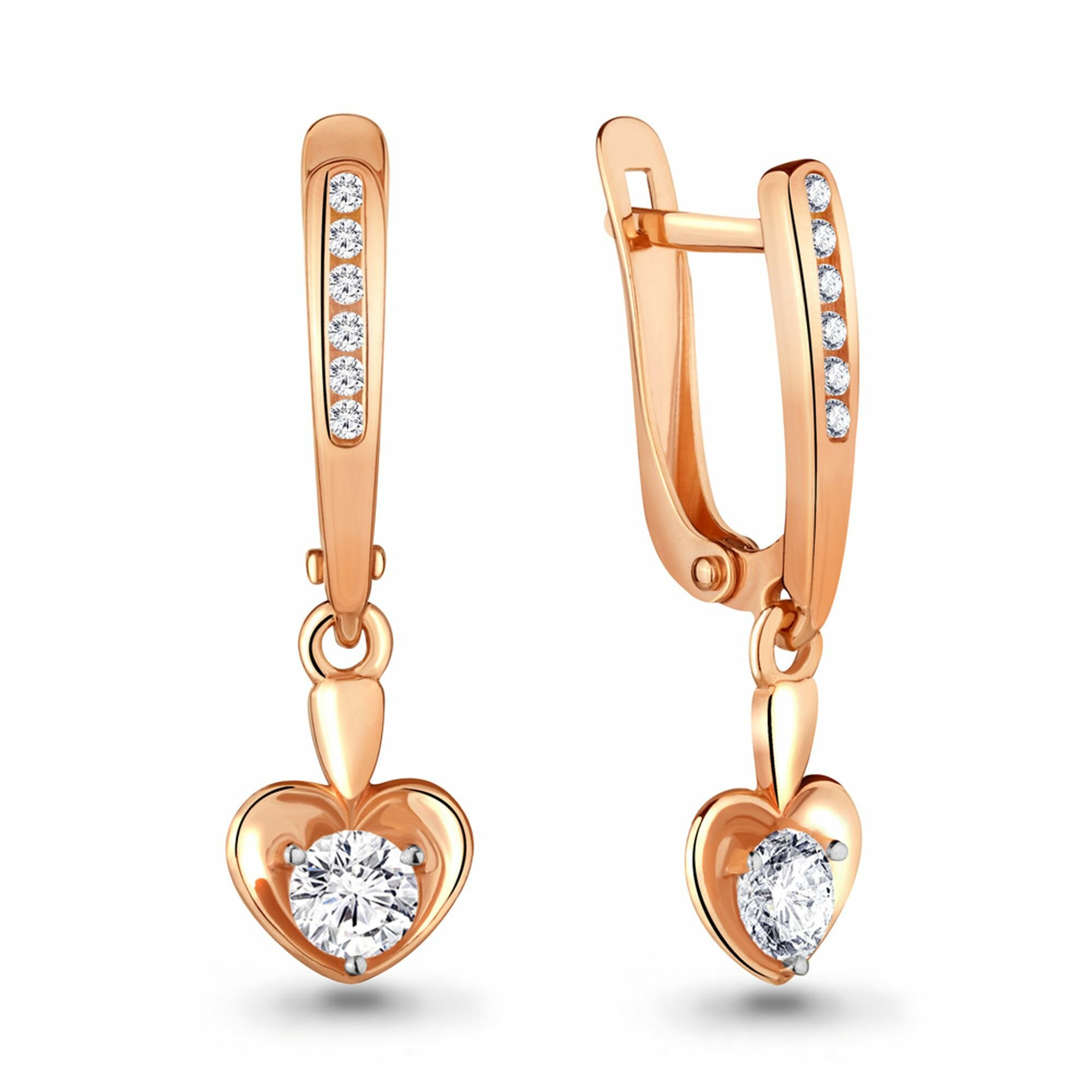 Серьги, серебро, 925 проба, золочение, фианит, кристаллы Swarovski