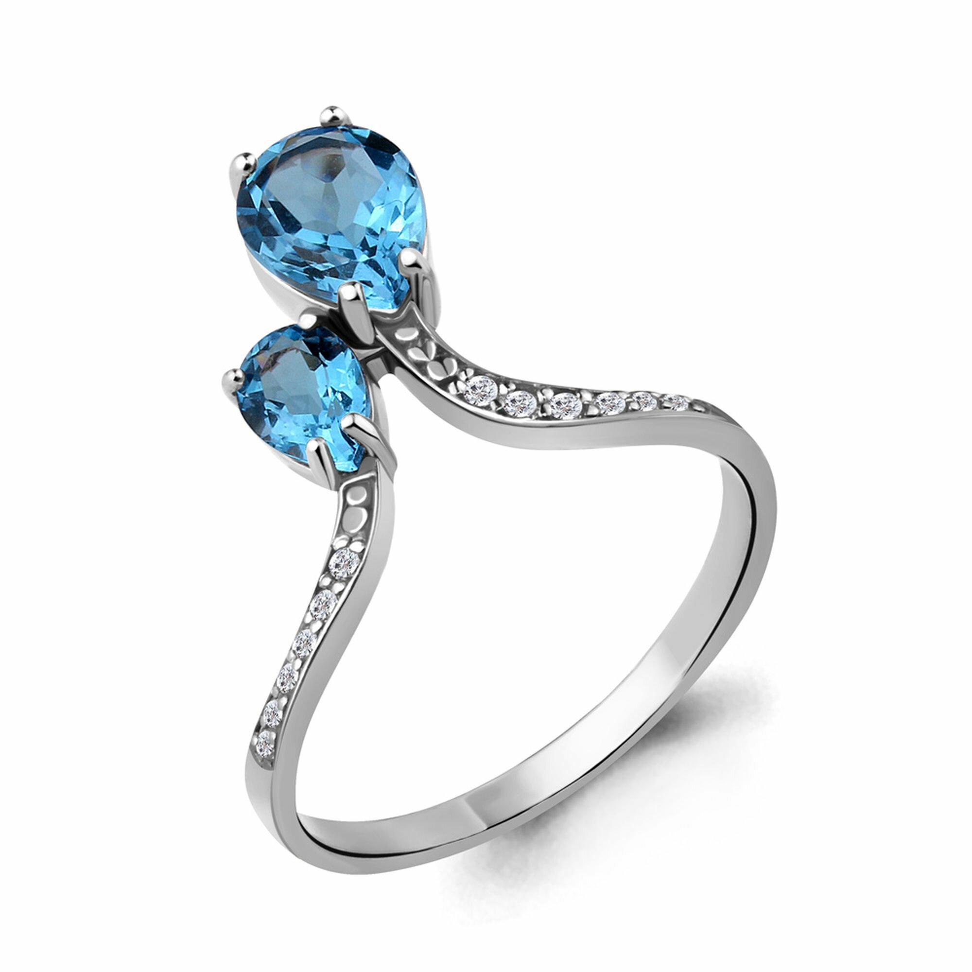 Кольцо Diamant online, серебро, 925 проба, родирование, фианит, топаз