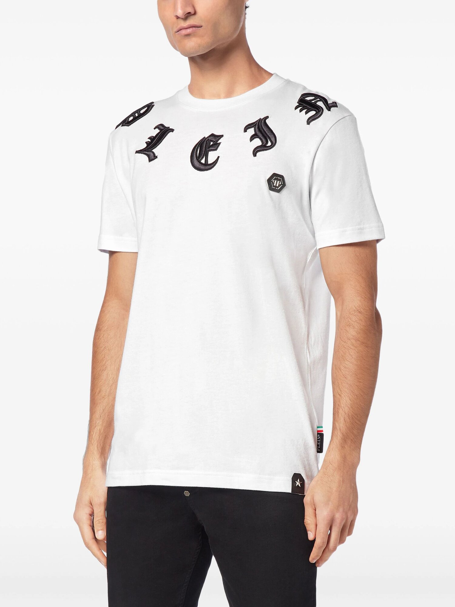 Футболка PHILIPP PLEIN SS Gothic Plein, размер 58, бежевый/белый — фото 1