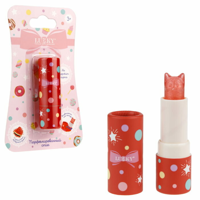 Парфюмированный стик Lukky в виде головы кошечки, детский бесспиртовой, 3,8 гр, арбузный фреш