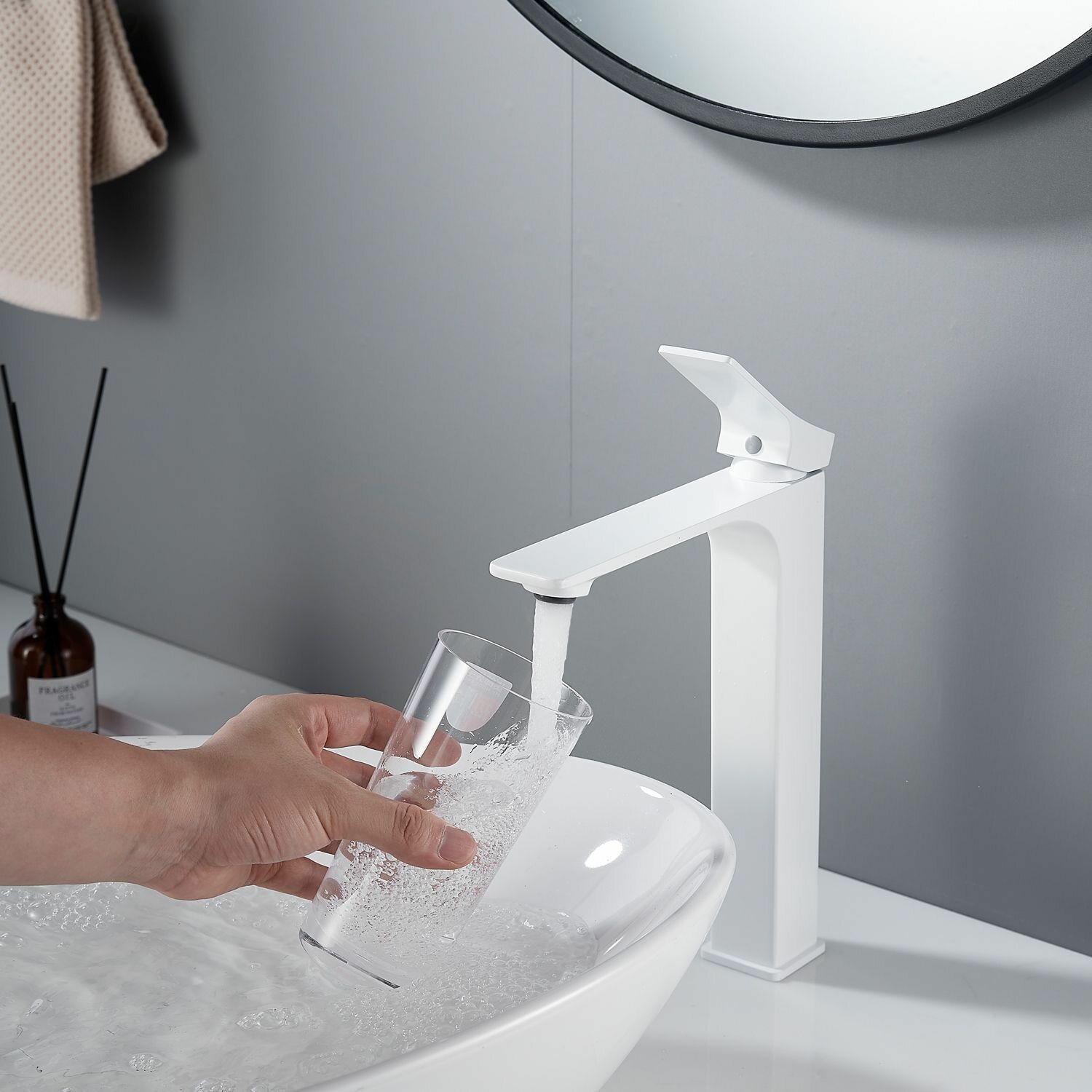 Смеситель высокий для накладной чаши раковины Shevanik