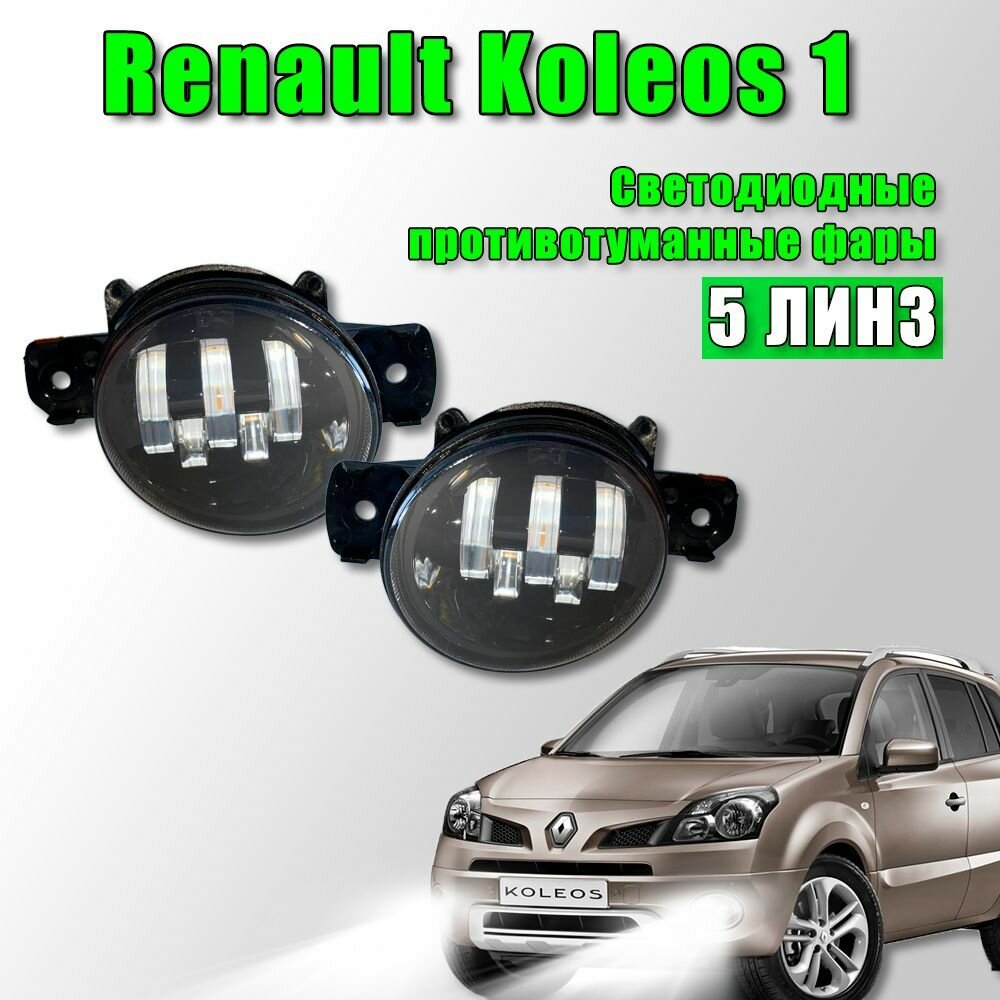 Светодиодные противотуманные фары Renault Koleos 1/ Рено Колеос 1 2008-2011 100W