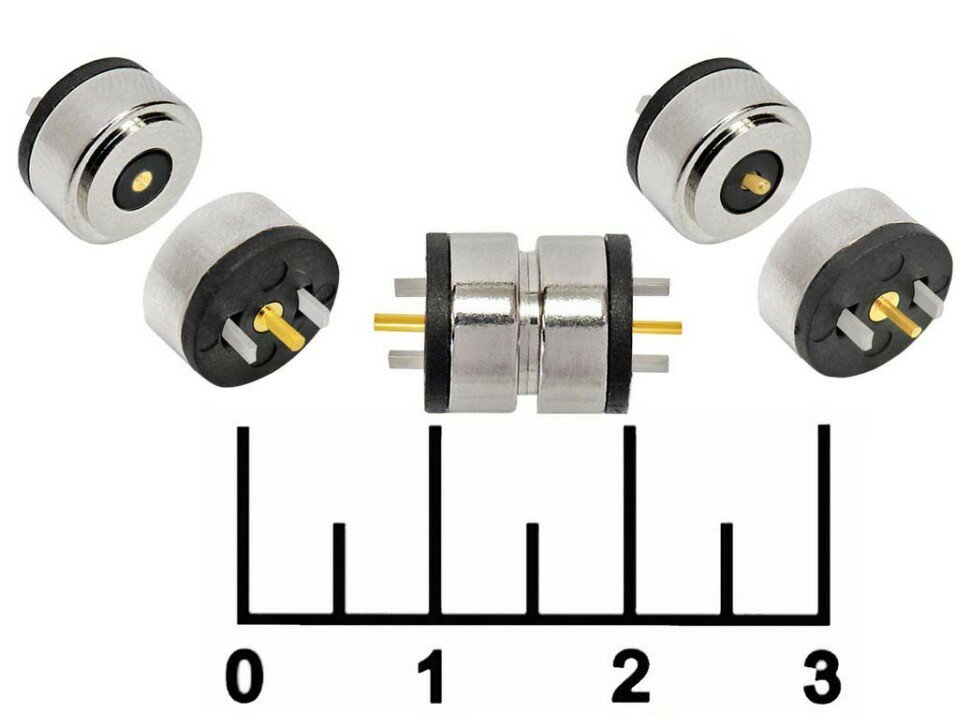 Разъем 1pin в комплекте пружинный магнитный 1.5A OD 10мм (Pogo)