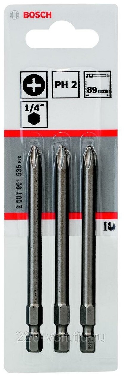 BOSCH 2607001535 Биты Extra Hard 3 89 мм PH2 BOSCH 2607001535