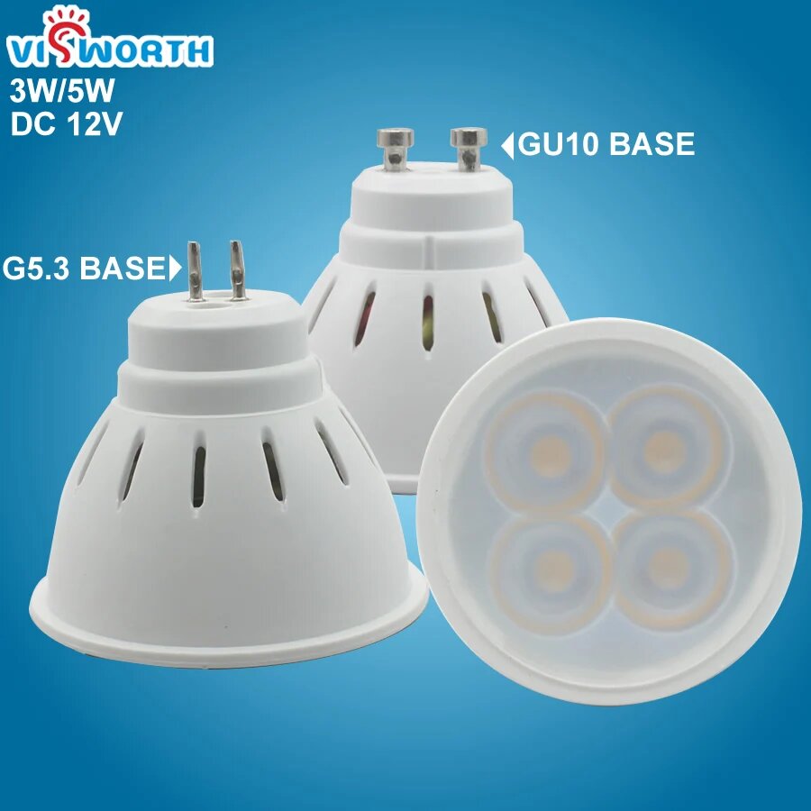 Светодиодная лампа VisWorth GU10 3W/5W теплый/холодный белый Холодный белый, G5.3 5W