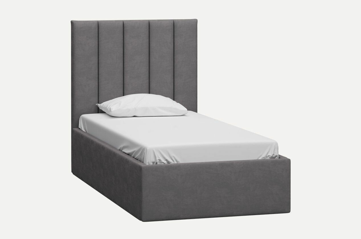 Кровать Divan.ru Вега-Floor 90 Velvet Grey, велюр, серая, 90x200