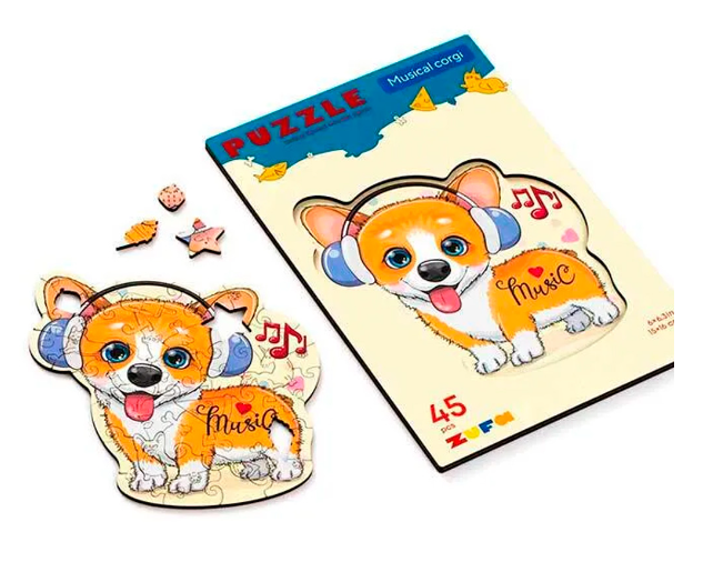 Пазл деревянный "Музыкальный Корги"