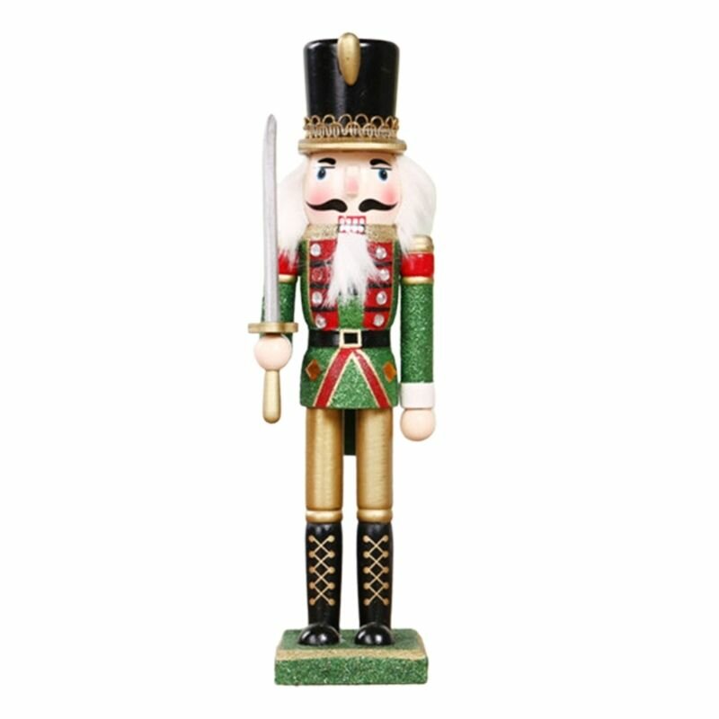 1 шт. Расписной деревянный человечек, 30 см - Зеленый