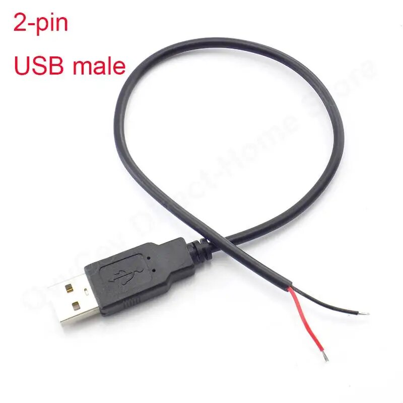 Кабель питания USB 2.0 2-контактный 0,3 м/1 м/2 м 1M, USB male 2pin