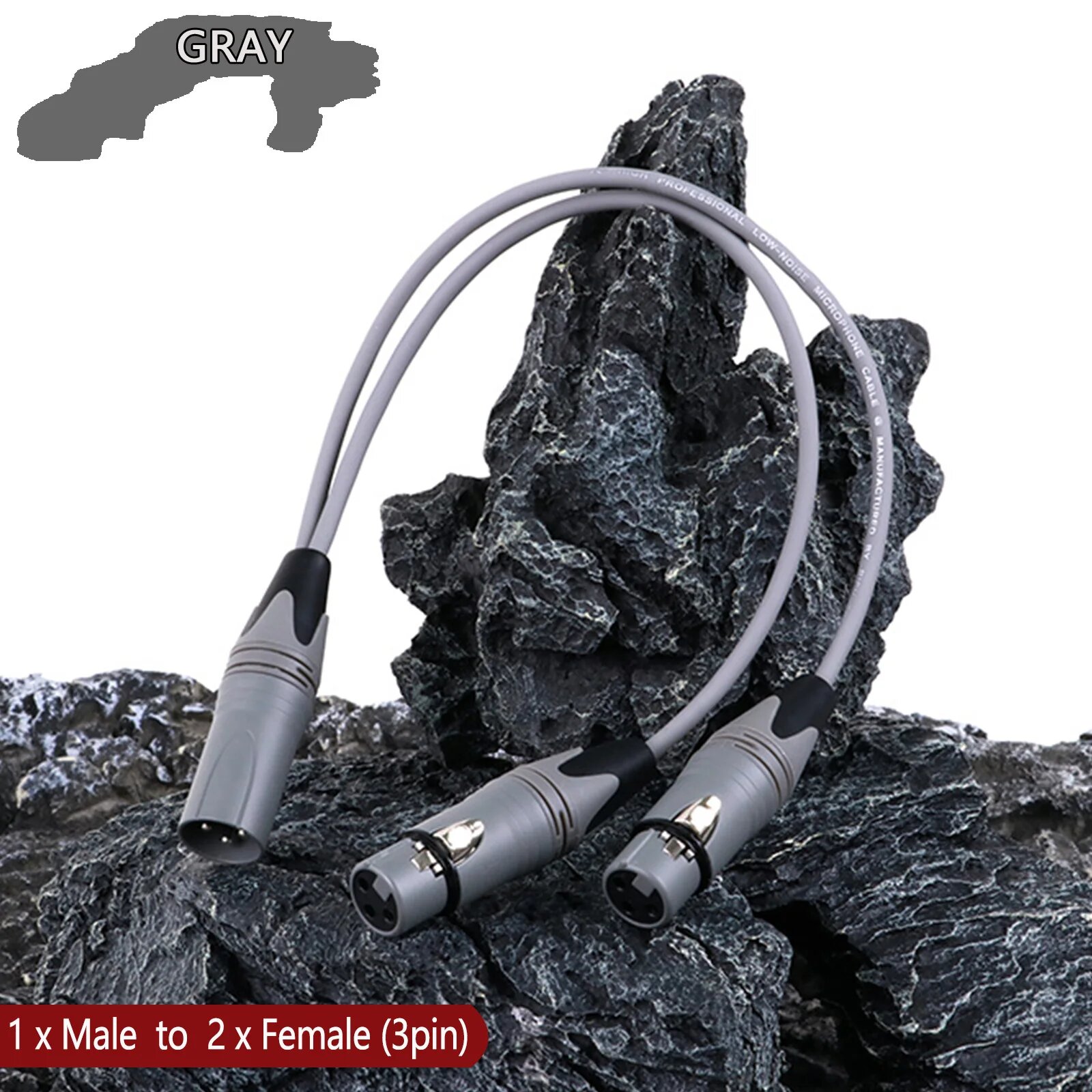 XLR 1M to 2F разветвитель, серый, 1.5м