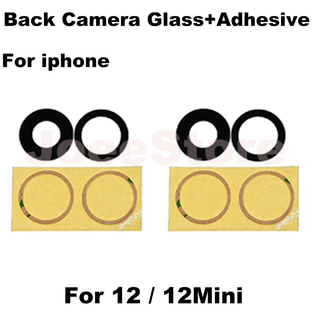 Стеклянный объектив задней камеры 2 комплекта для iPhone 14 13 12 11 Pro Max X XS XR 6 6S 7 8 Plus Big Camera Glass с клеем для наклеек 3M 2x For 12 12Mini