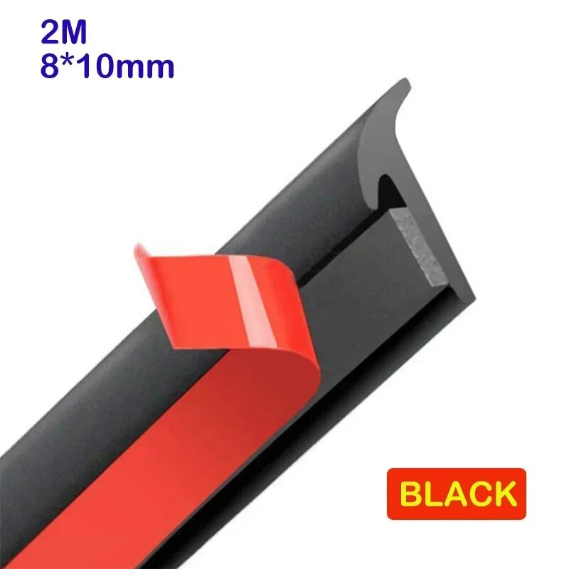 2 м автомобильная резиновая уплотнительная лента, наклонная Т-образная автоматическая дверная уплотнитель, резиновая уплотнительная лента, герметик для автомобильных аксессуаров 8*10 мм/5*7 мм Black 2M 8x10MM