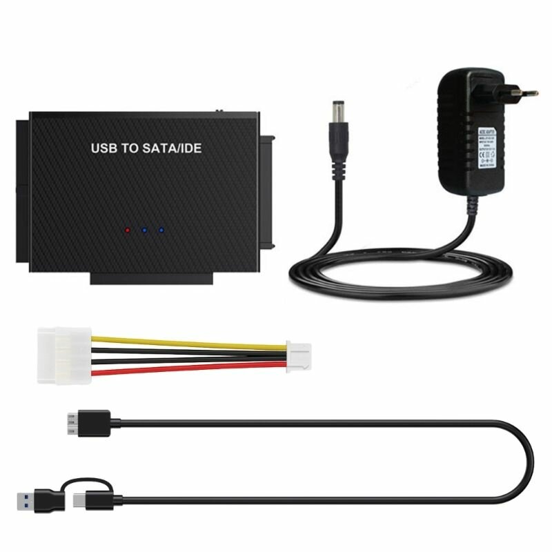 Адаптер жесткого диска USB3.0 Кабель USB-SATA IDE с переключением питания для 2,5-3,5-дюймовых жестких дисков SSD Шнур