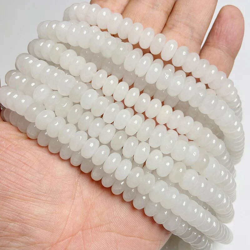 Бусины из натурального камня 5*8 мм vinswet Белый, 5-8mm about 37 pcs, 36 White Jade