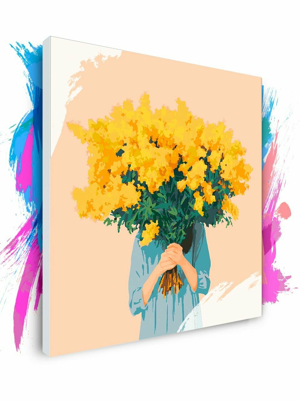 Картина по номерам на холсте Букет мимоз, 90 х 90 см