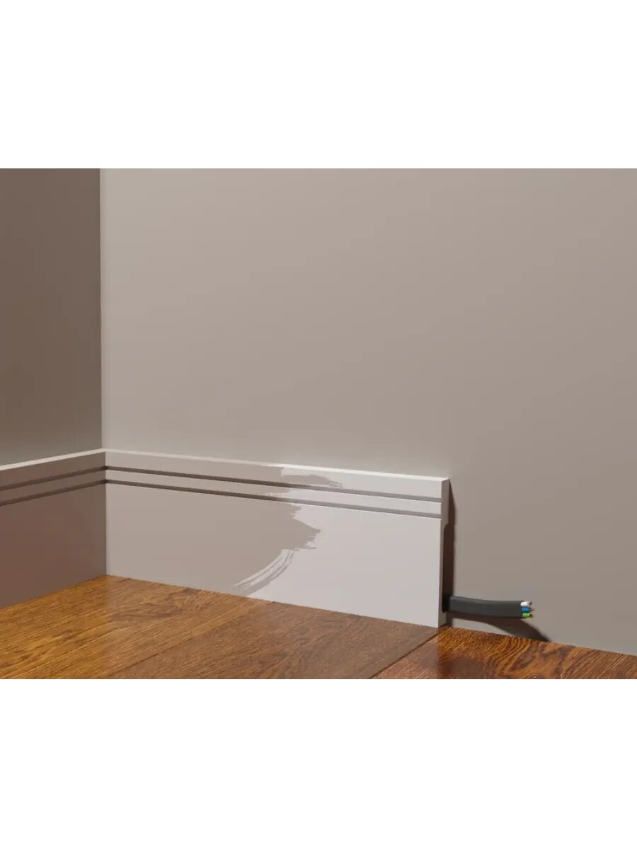 Плинтус напольный дюрополимер белый DD719 200х.10х1.5 см