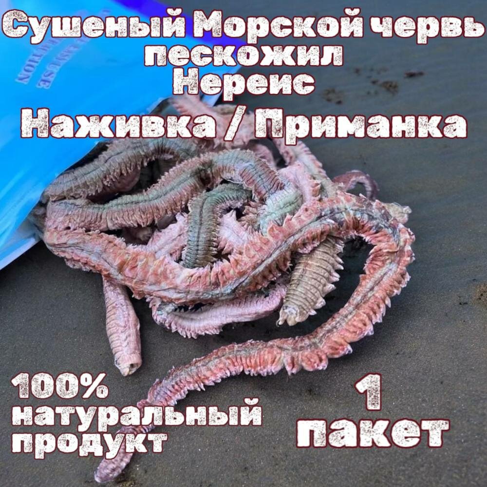 Мягкая приманка наживка из сушеного червя пескожила(нереис)/ Морской червь