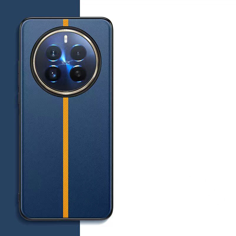 Чехол MyPads для Realme 12 pro / Realme narzo 70 pro обтянутая эко кожей с желтой полосой в синем цвет.