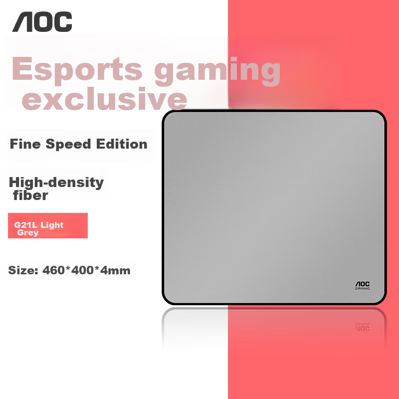 AOCG21L/93 Light Gray Professional Gaming Mouse Pad, Smooth Version, 460*400*4mm, High-Density Fiber, Edge-Locked, Keyboard And Computer Desk Mat