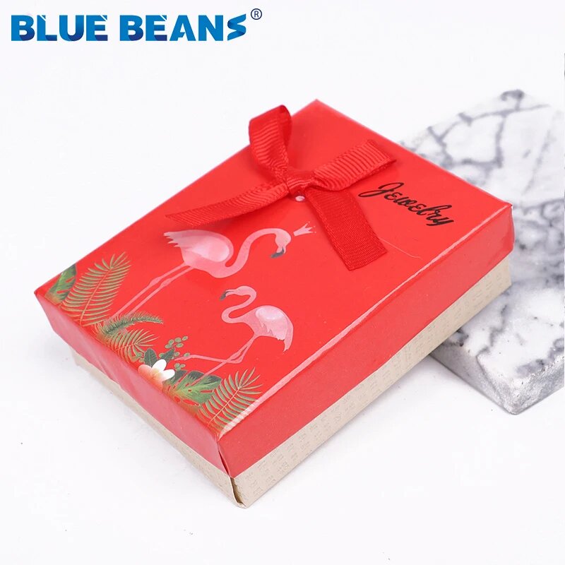 Картонная квадратная подарочная коробка BLUE BEANS для украшений 9x7x3cm