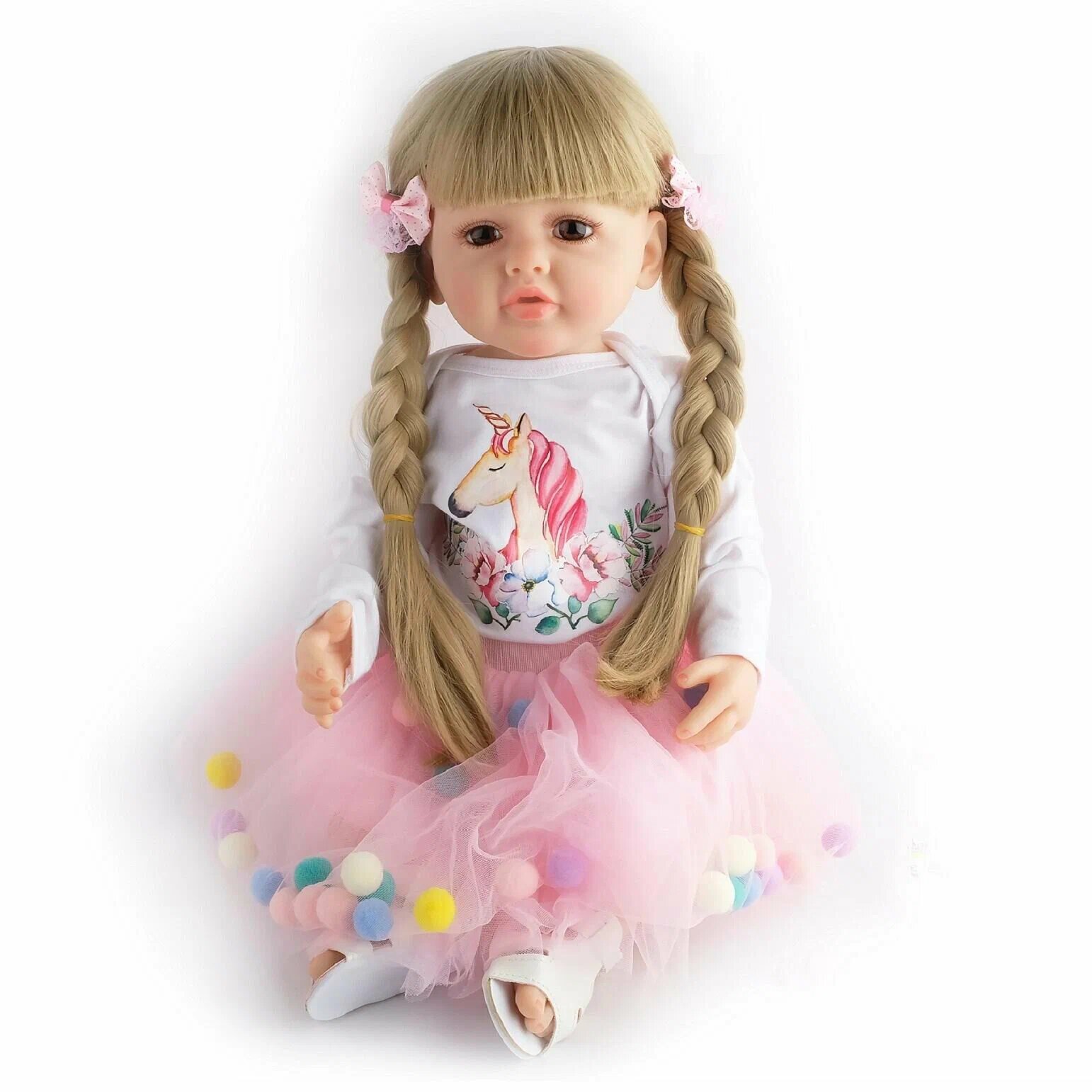 Кукла Baby toy в белой кофте и розовой юбке 55 см WJ-35948