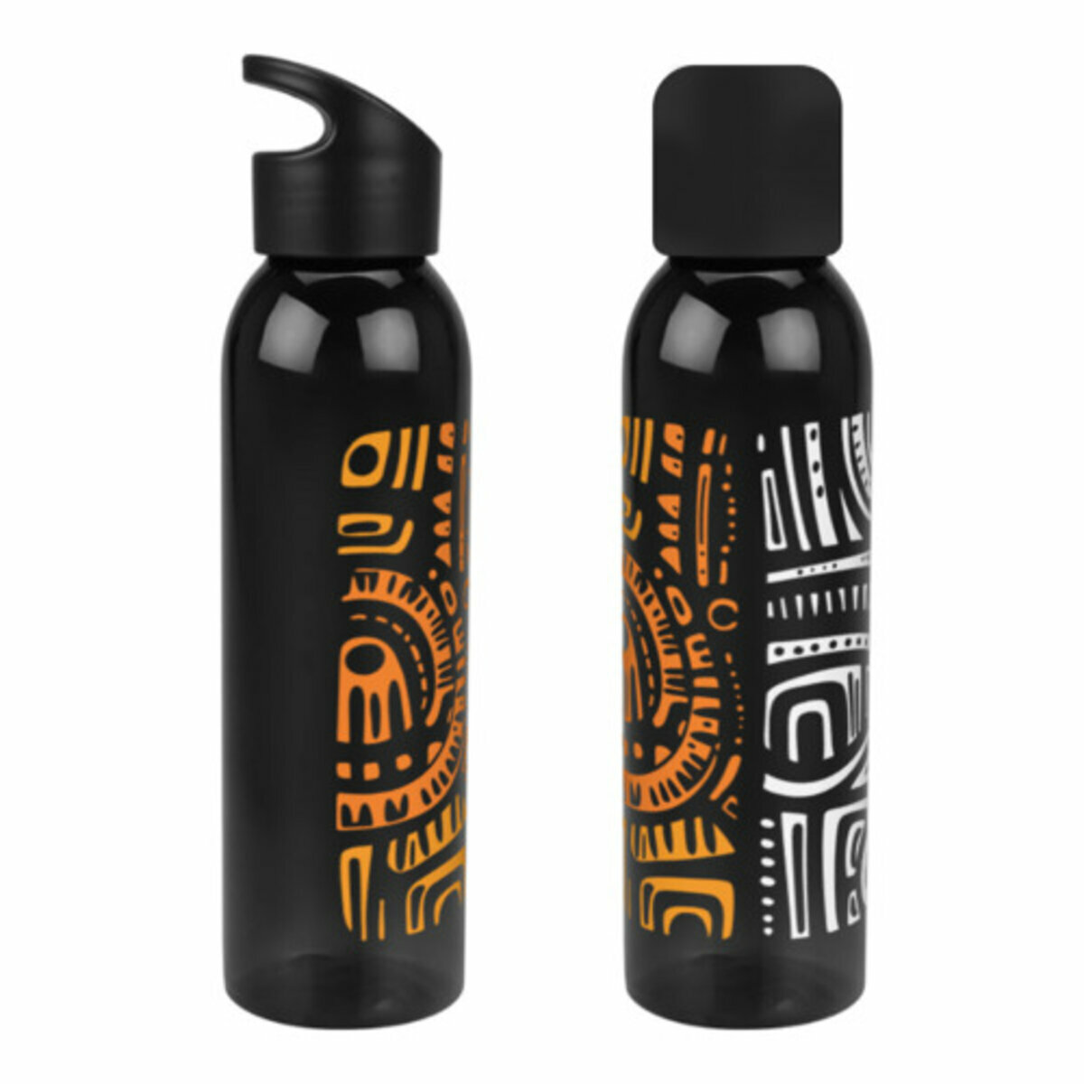 Бутылка для воды «Абстракция. Африканский узор, орнамент» (черный)