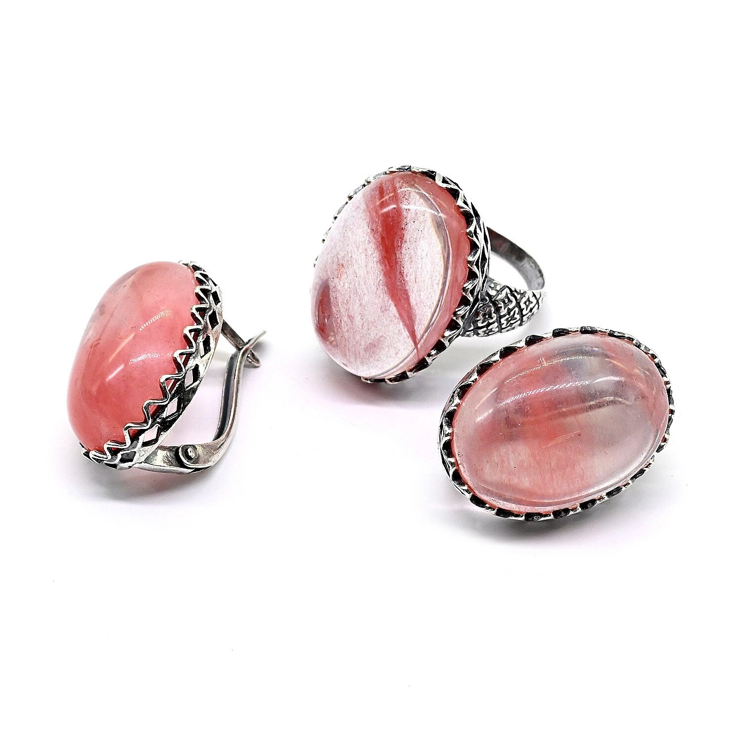 Комплект бижутерии: кольцо, халцедон