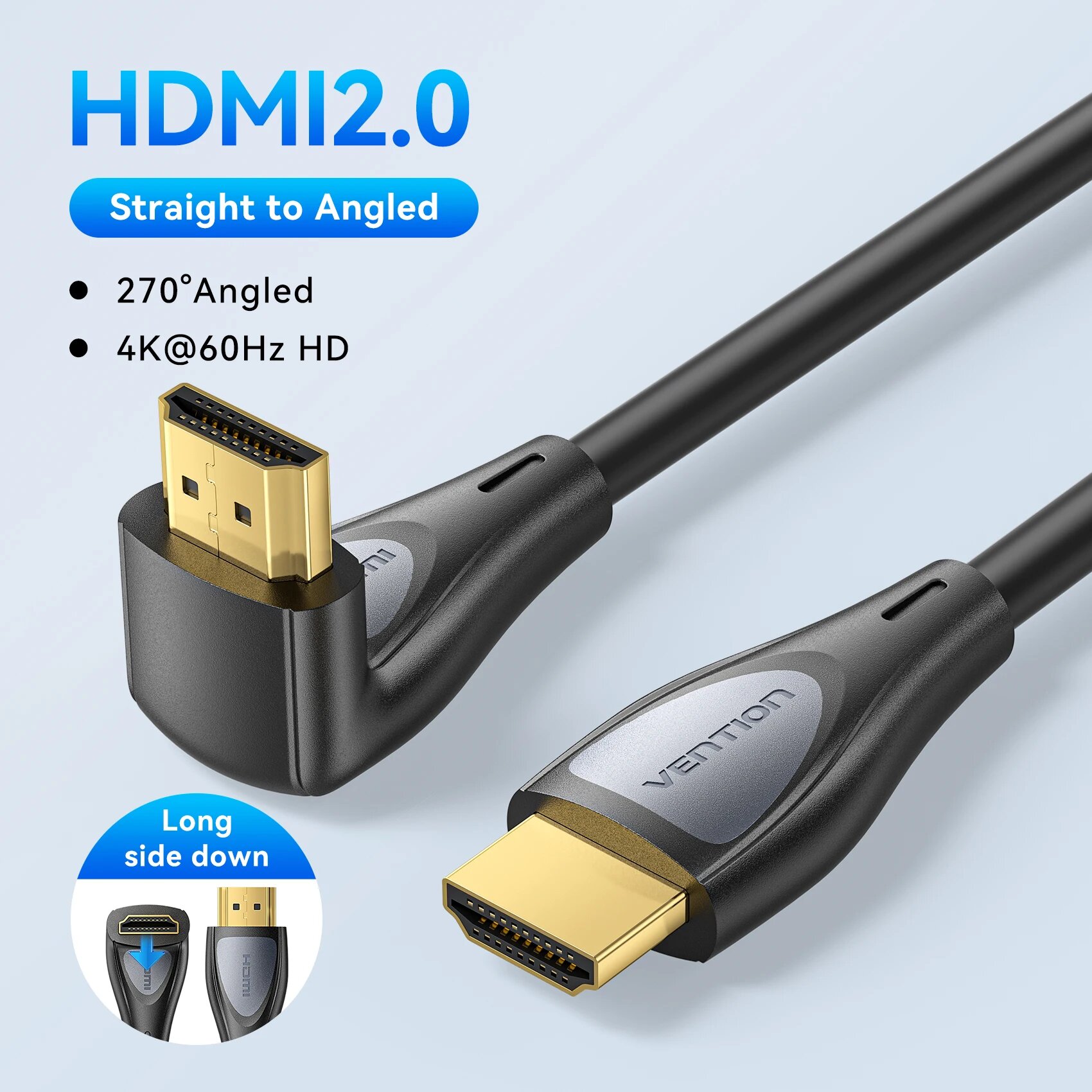 VEnTIOn Угловой HDMI 2.0 кабель 4K 270 Angled HDMI, 3 м
