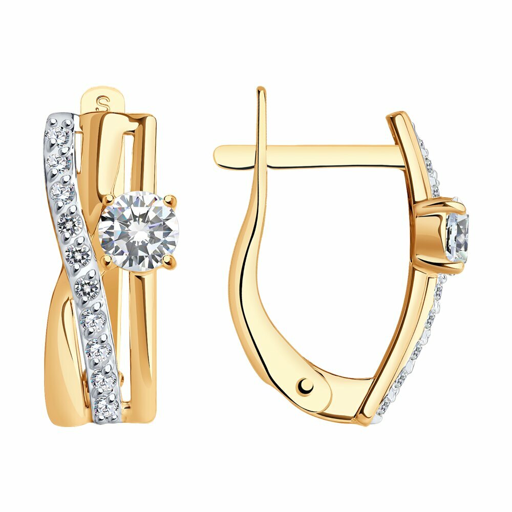 Серьги, красное золото, 375 проба, фианит