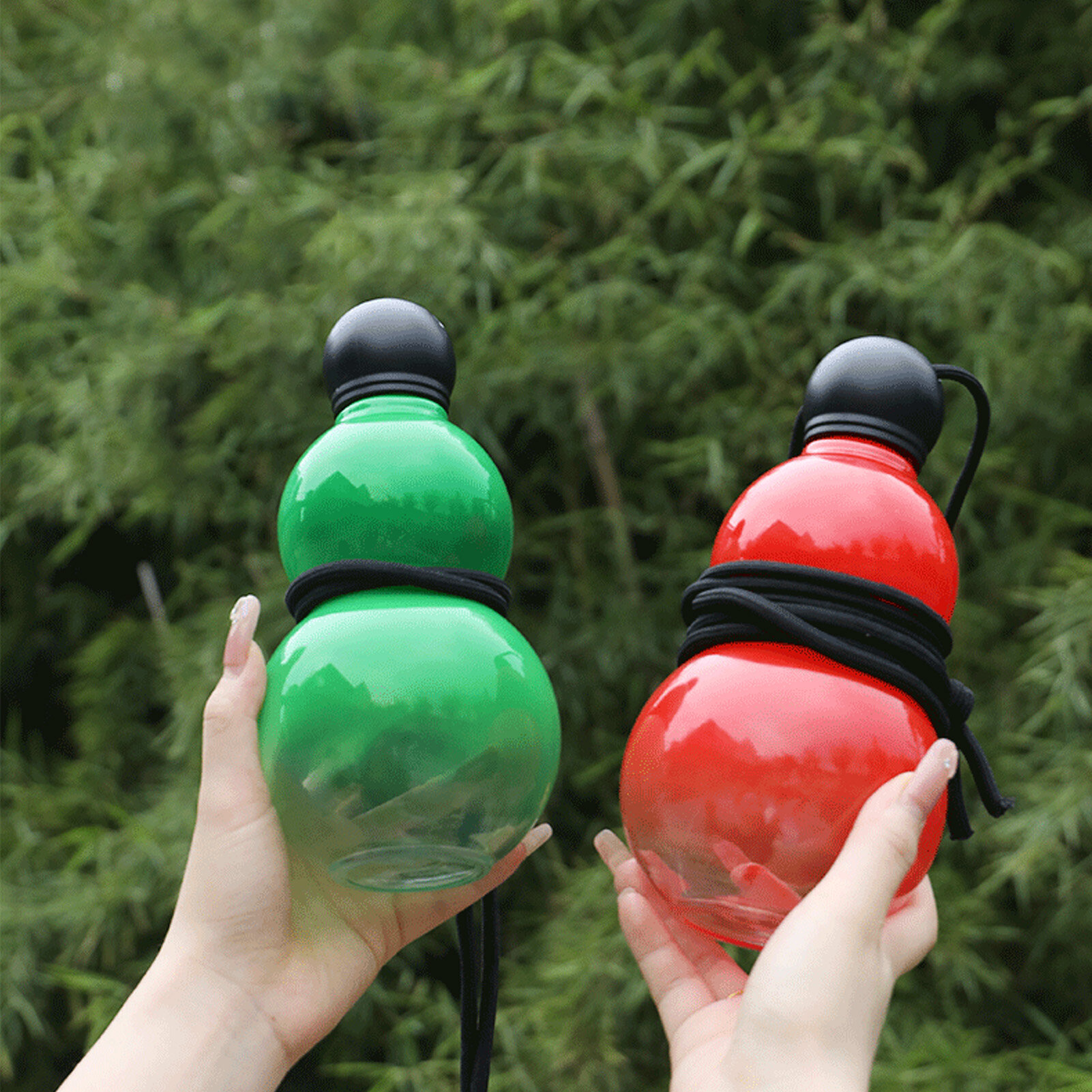 Бутылка для воды в форме тыквы 800 мл Большая емкость PP PC Пластиковая фляга в форме тыквы для спорта и путешествий зеленая