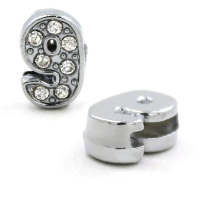 Кристаллические цифры-слайдеры BOSHI 8 мм, серебристые, набор из 150 штук 9