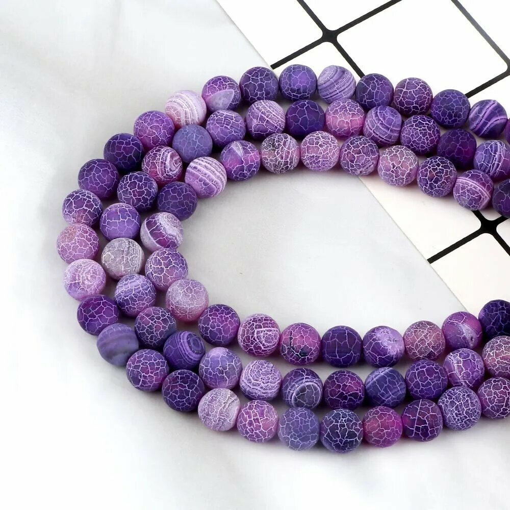 Агат морозный с трещинками 10мм, 38 шт, натуральный камень, для рукоделия, для творчества, для украшений