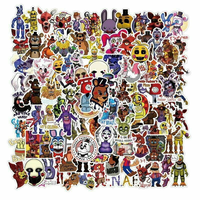 Набор наклеек 100шт / Five Nights at Freddy's / Стикеры самоклеящиеся