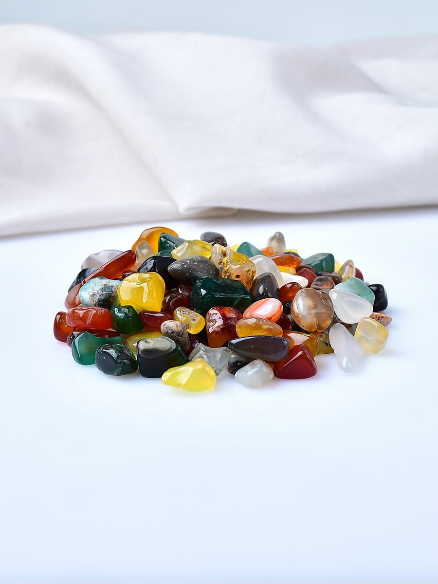 Натуральный необработанный цветной агат, шлифованный гравий для декора и рукоделия 1-1,5 см, 100 г камни для аквариума, флорариума, мозаики и интерьерного оформления