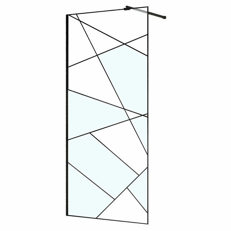 Душевая перегородка Azario Walk-in 120х195 AZ-271-120-MB-CGP в рамке, графический принт стекло 8 мм, профиль черный матовый