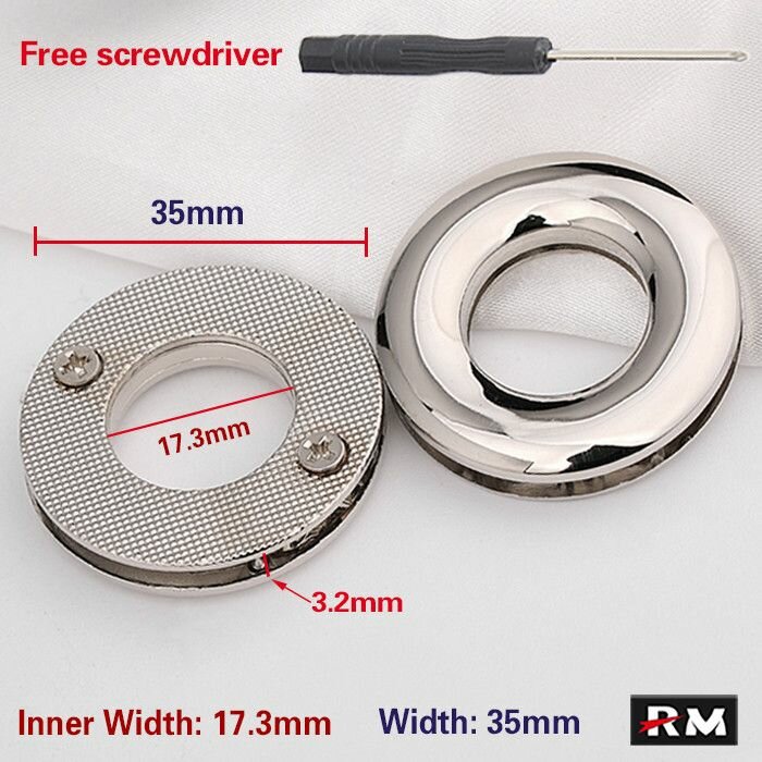 Люверсы с винтом 35 мм, серебристые, 2 шт, металлическая застёжка для сумок, одежды и обуви, декоративная фурнитура своими руками-HD-CJ1210