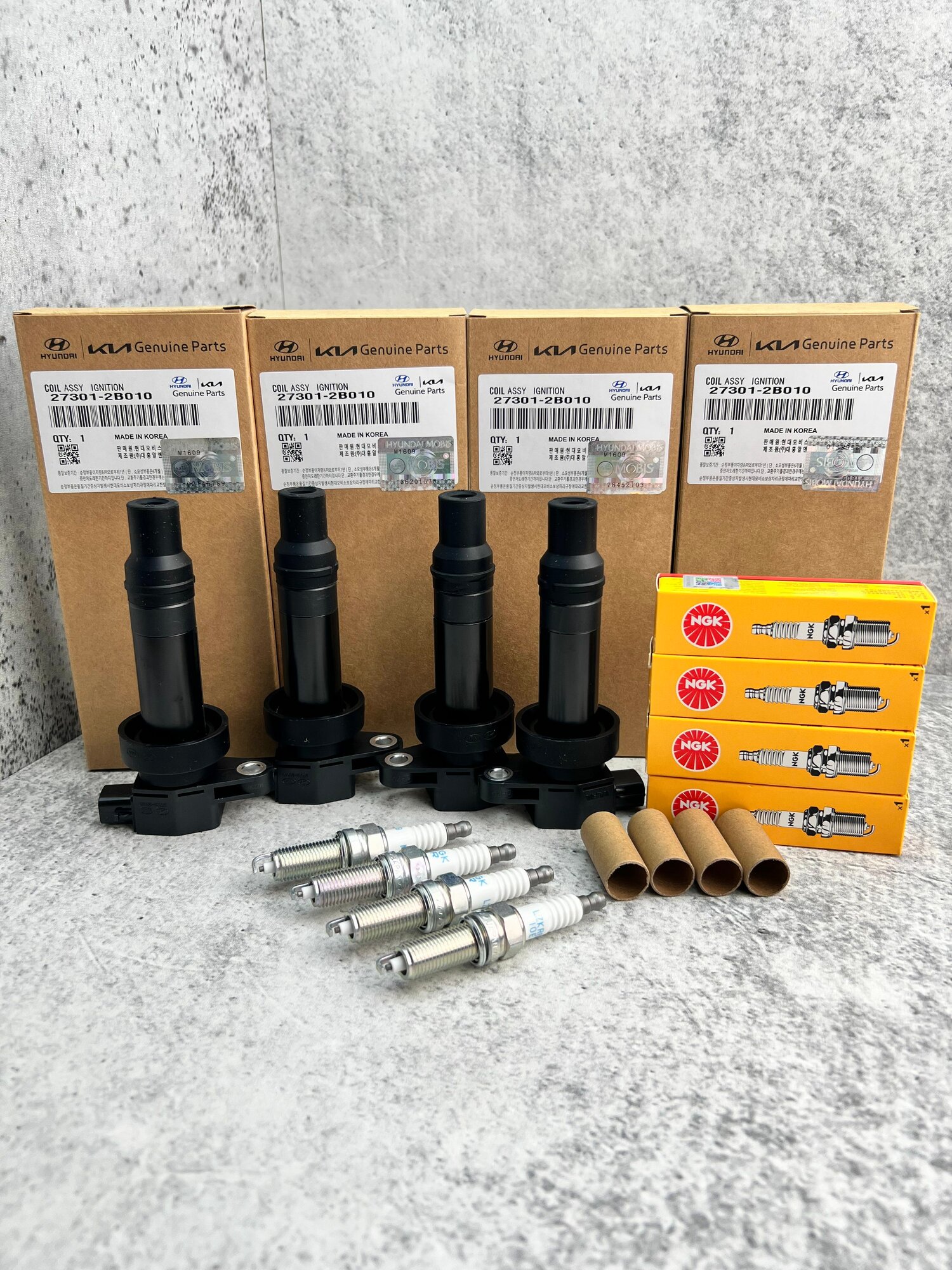 Оригинал 273012B010 4 штуки и свечи к ним - NGK 1578 . Катушка зажигания Hyundai/Kia Solaris Creta Elantra Kia Rio Ceed Cerato i30 Accent Sportage