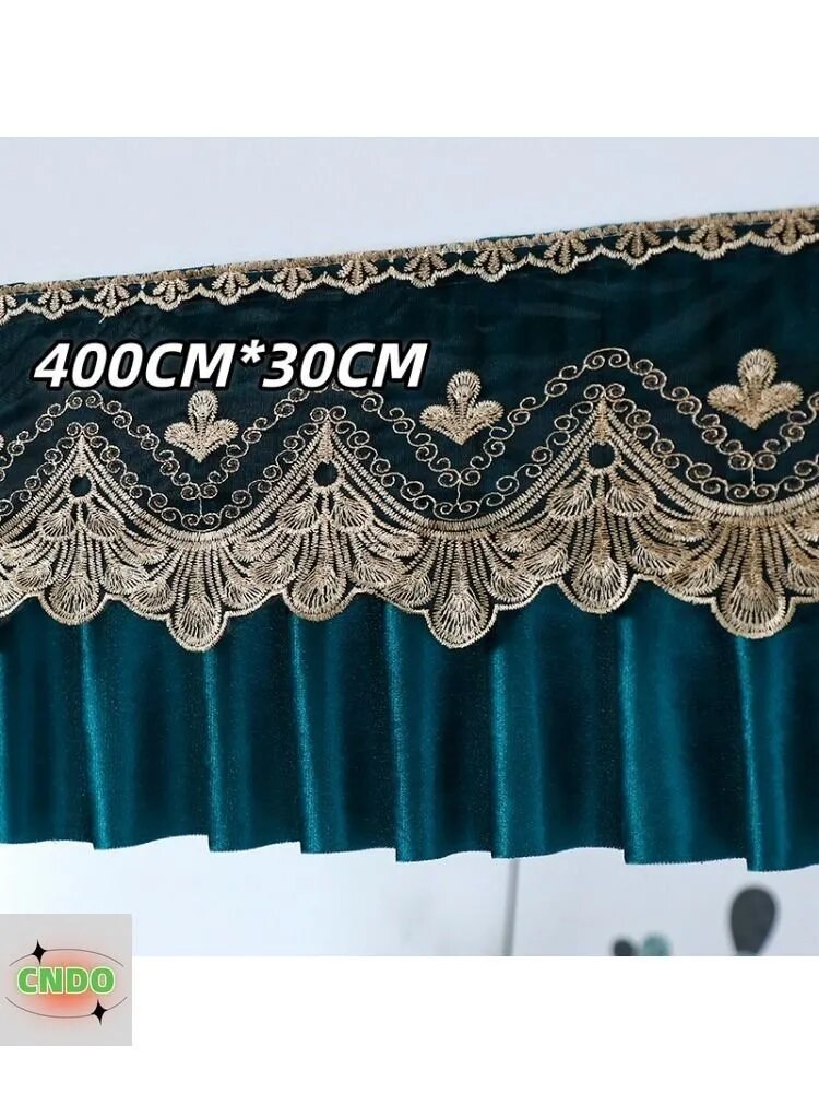 Ламбрекен для штор самоклеящийся, без сверления, короткий, тканевый с кружевом, в европейском стиле