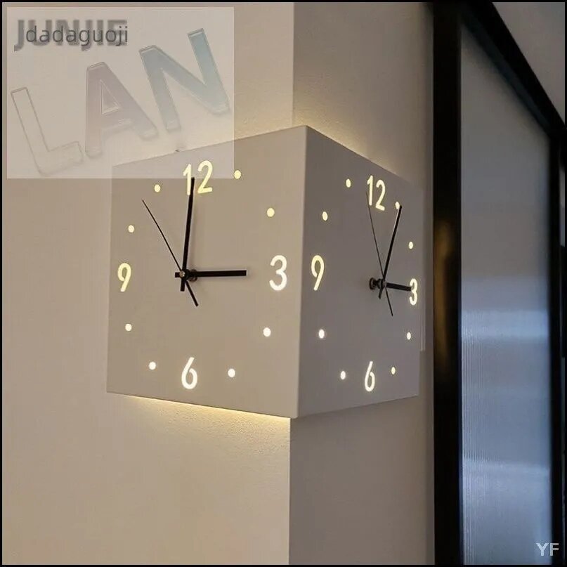 Настенные часы угловые 26 см x 26 см квадратные с подсветкой, механические